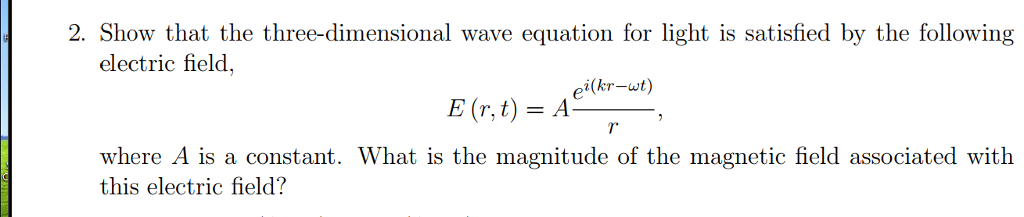 Solved Show that the three-dimensional wave equation for | Chegg.com