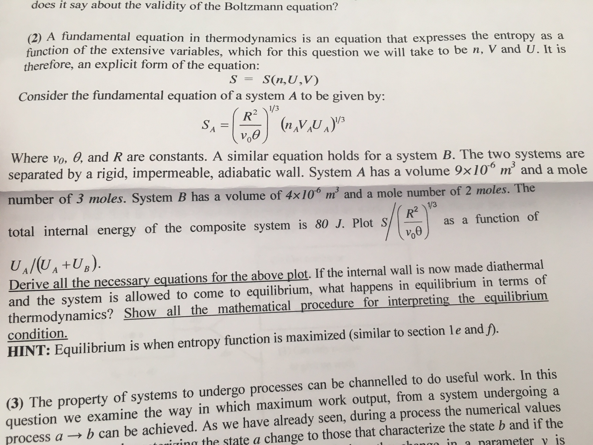 A fundamental equation in thermodynamics is an | Chegg.com