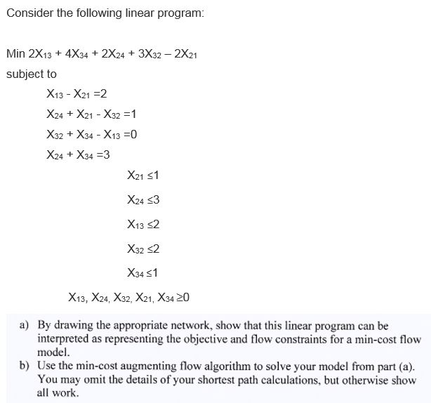 Solved Consider the following linear program: Min 2X_13 + | Chegg.com