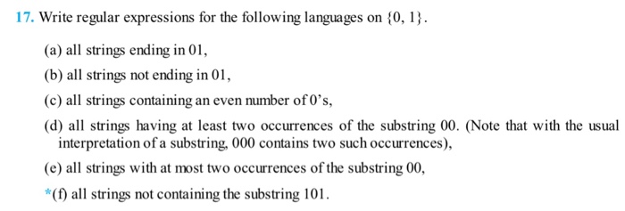 Solved 17. Write regular expressions for the following | Chegg.com