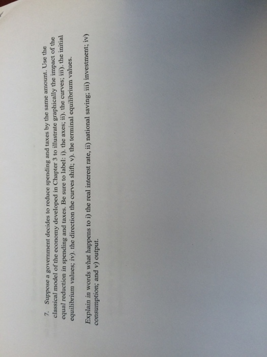 Solved Suppose a government decides to reduce spending and | Chegg.com