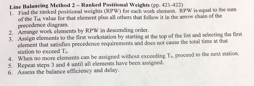 Solved Line Balancing Method 1 -Largest Candidate Rule (pp. | Chegg.com