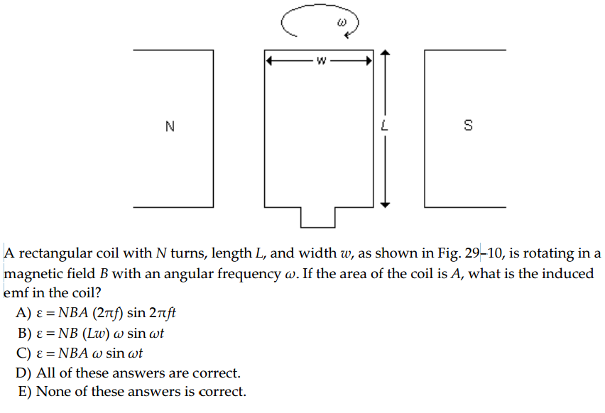 Solved A rectangular coil with N turns, length L, and width | Chegg.com