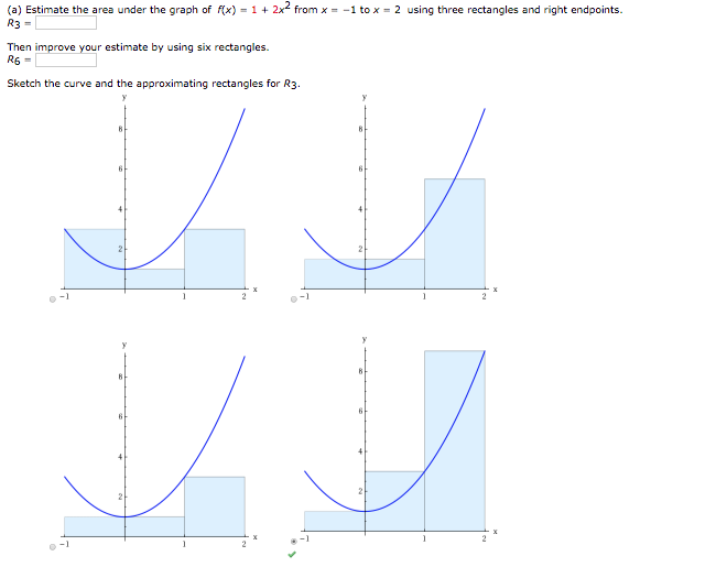 Solved from x--1 to x-2 using three rectangles and right | Chegg.com