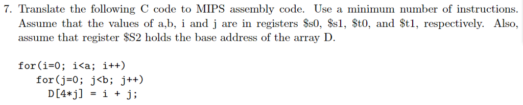 Solved 7 Translate The Following C Code To Mips Assembly