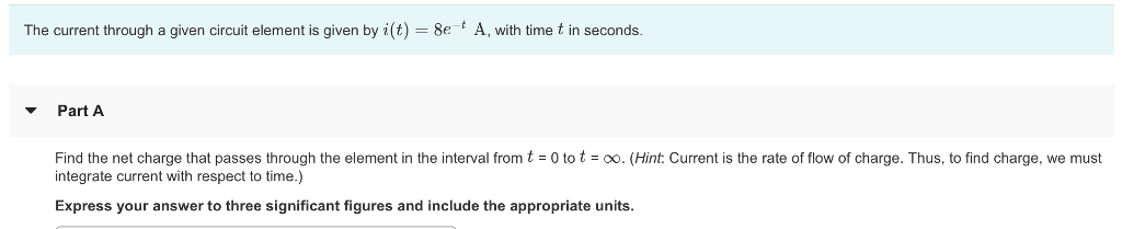 Solved The current through a given circuit element is given | Chegg.com