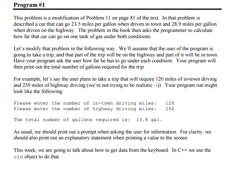 Solved Program #1 This problem is a modification of Problem | Chegg.com