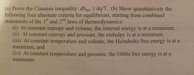 Solved Prove the Clausius inequality: dS_sys | Chegg.com