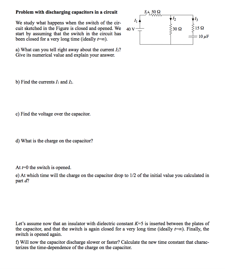 Solved Problem with discharging capacitors in a circuit SA | Chegg.com