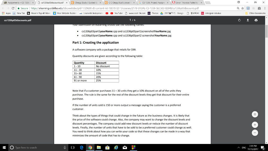 Solved Using C++ Part 1: Creating the application A | Chegg.com