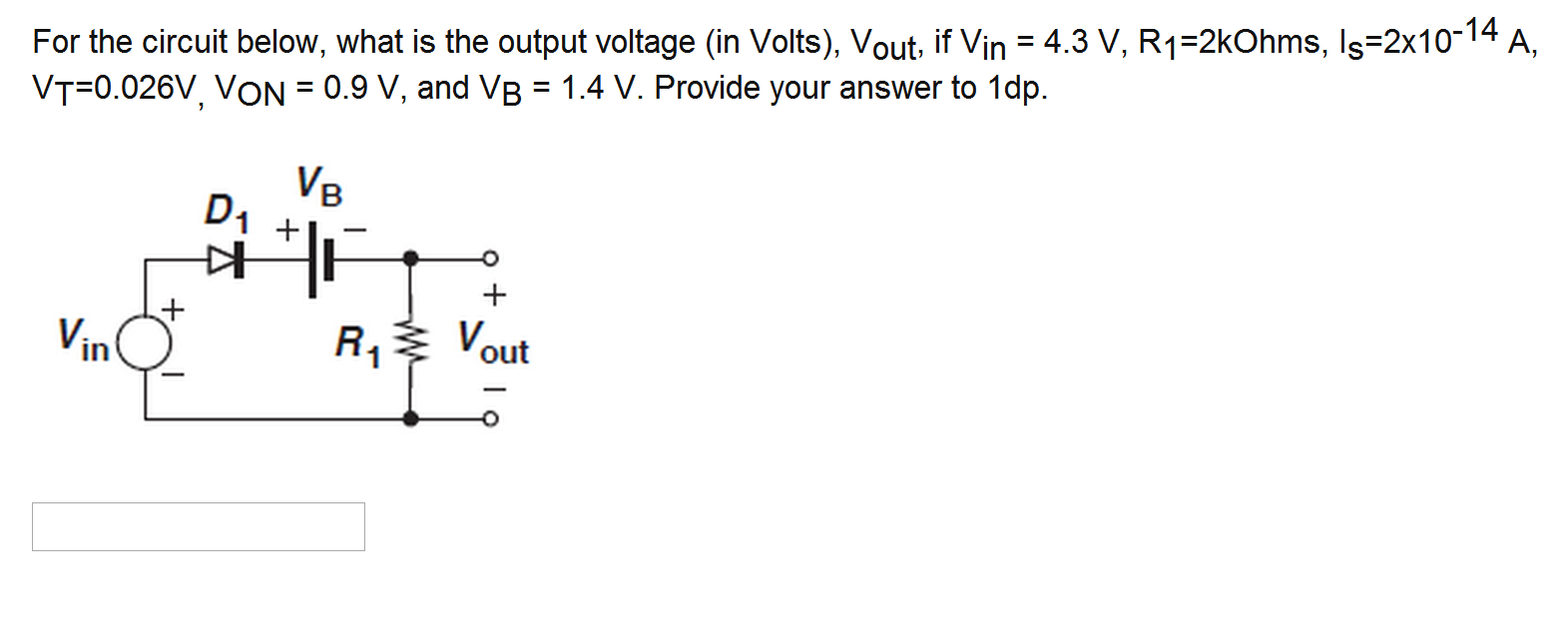 Solved For the circuit below, what is the output voltage (in | Chegg.com