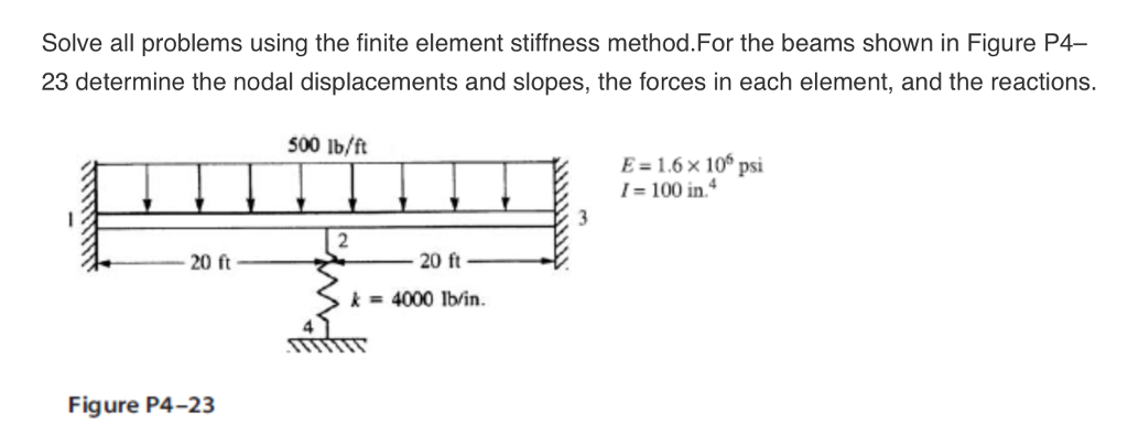Solved Solve all problems using the finite element stiffness | Chegg.com