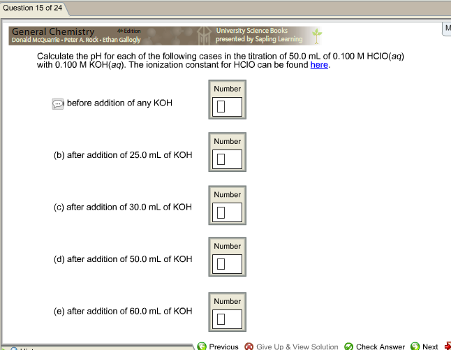 Calculate the pH for each of the following cases in | Chegg.com