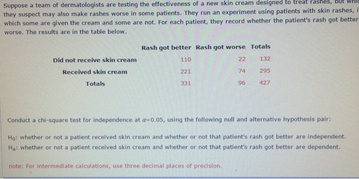 Solved cream designed to treat rashes, but WH Suppose a team | Chegg.com