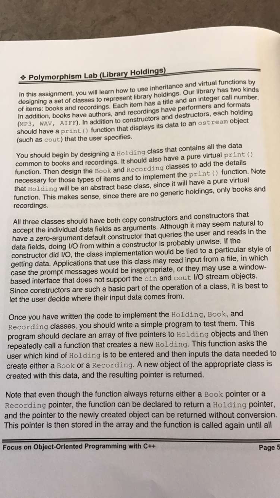 Solved Polymorphism Lab (Library Holdings) represent library | Chegg.com