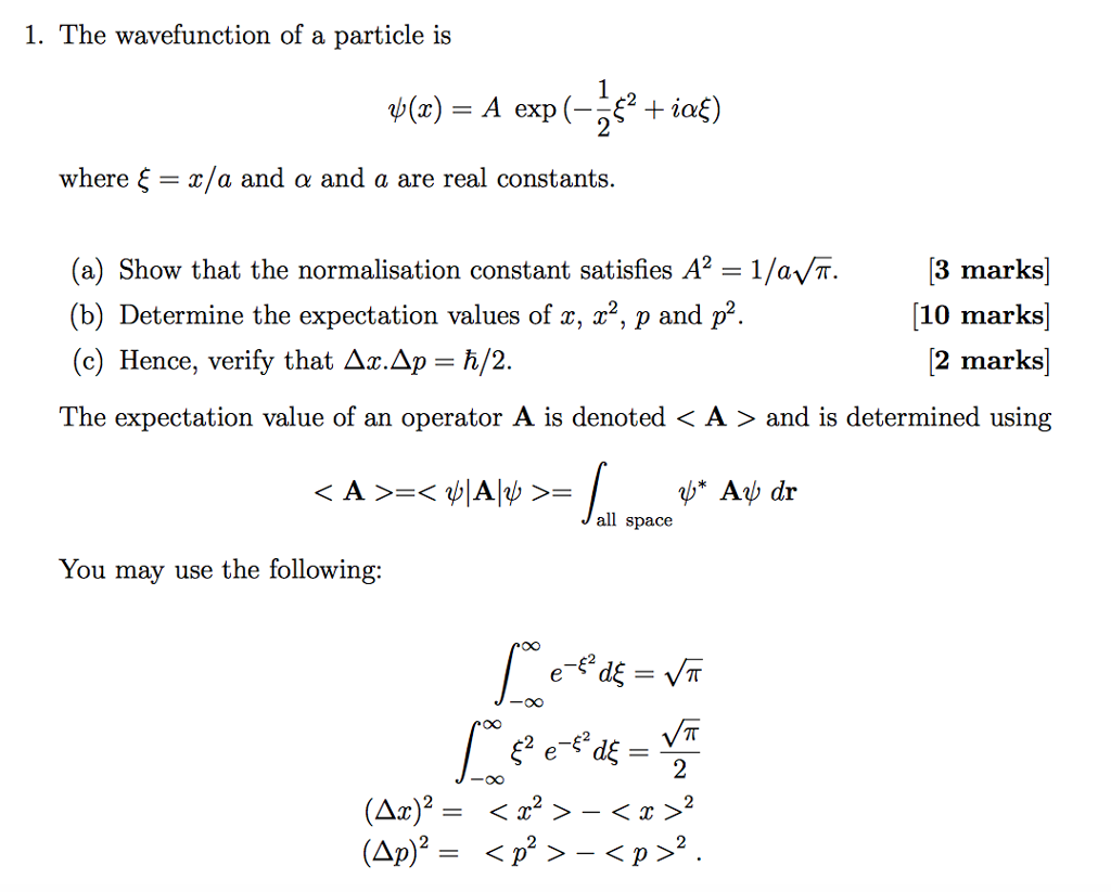 Solved The Wave Function Of A Particle Is Psi X A Exp