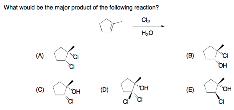 Solved What would be the major product of the following | Chegg.com