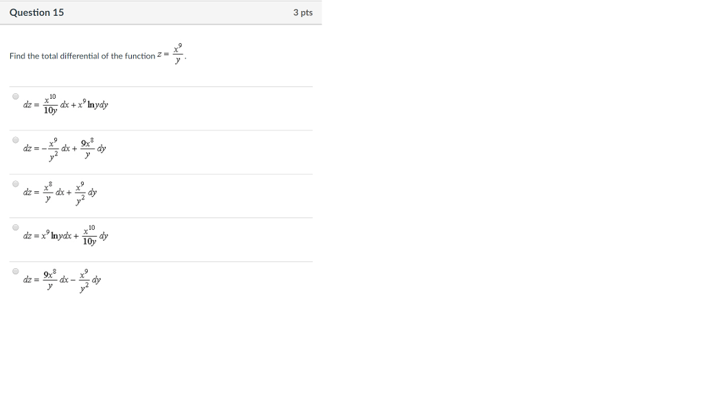 Solved Find The Total Differential Of The Function Z 6303