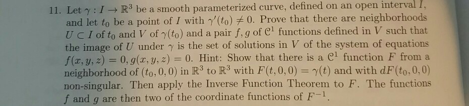 I , 11. Let ? : I ? R3 be a smooth parameterized | Chegg.com