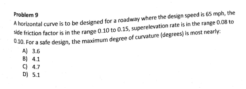 Solved A horizontal curve is to be designed for a roadway | Chegg.com