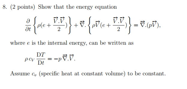 Show that the energy equation partial | Chegg.com