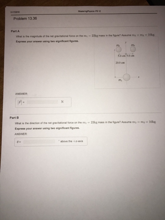 Solved What is the magnitude o(the net gravitational force | Chegg.com