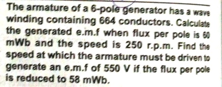 Solved The armature of a 6-pole generator has a wave winding | Chegg.com
