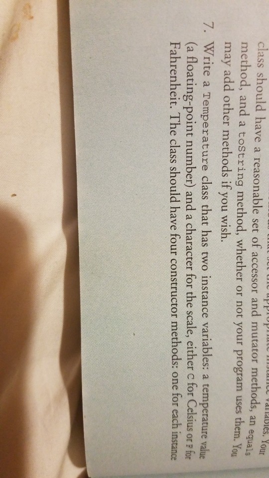 Solved tmbles. You class should have a reasonable set of | Chegg.com