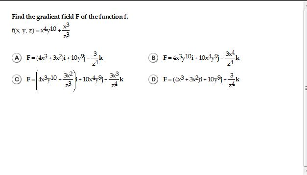 Solved Find the gradient field F of the function f f(x y, z) | Chegg.com