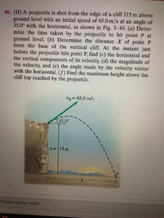 Solved A projectile is shot from the edge of a cliff 115 m | Chegg.com