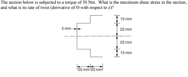 Solved The section below is subjected to a torque of 50 Nm. | Chegg.com