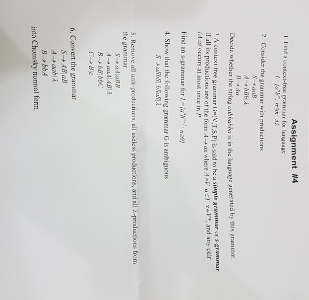 Solved Assignment #4 1. Find a context-free grammar for | Chegg.com