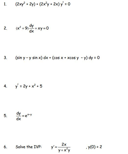 Solved For each problem, identify the method you use in | Chegg.com
