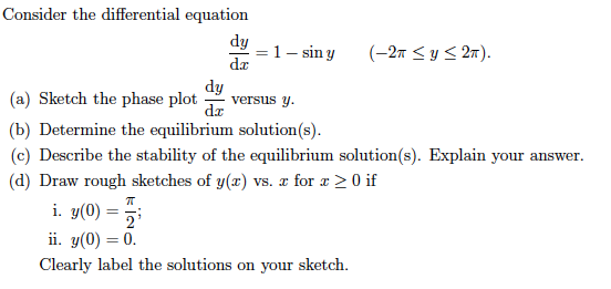 Solved Consider the differential equation dy dr dy d.r (a) | Chegg.com