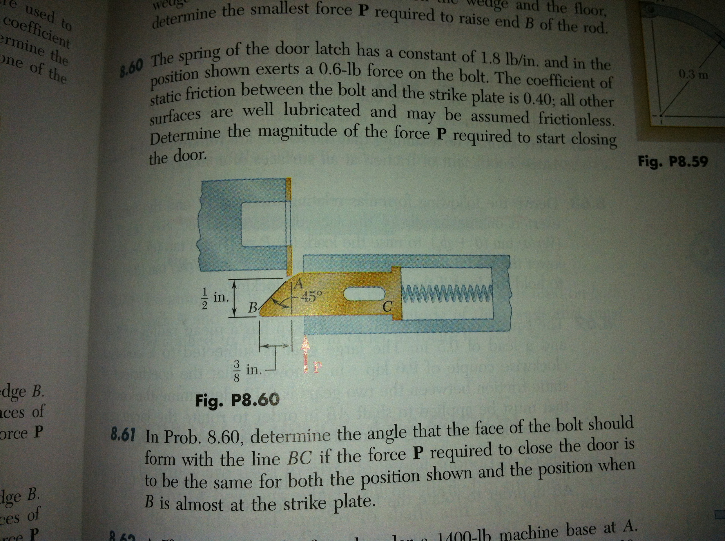 Solved The spring of the door latch has a constant of 1.8 | Chegg.com