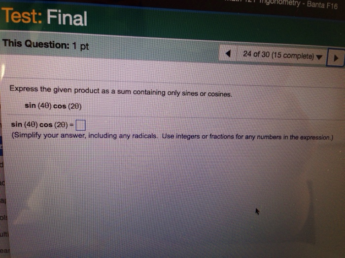 Solved Express the given product as a sum containing only | Chegg.com
