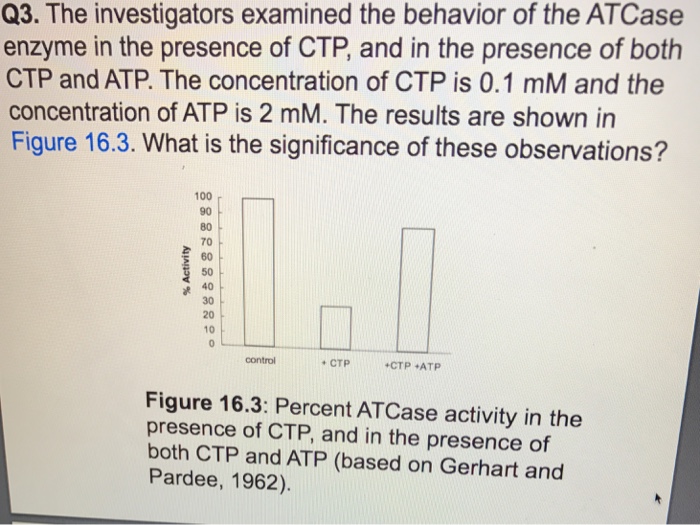 Solved The investigators examined the behavior of the ATCase | Chegg.com