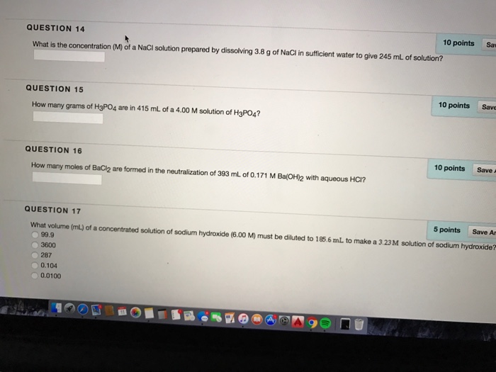 Solved What is the concentration (M) of a NaCl solution | Chegg.com