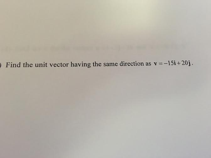 Solved Find the unit vector having the same direction as v = | Chegg.com