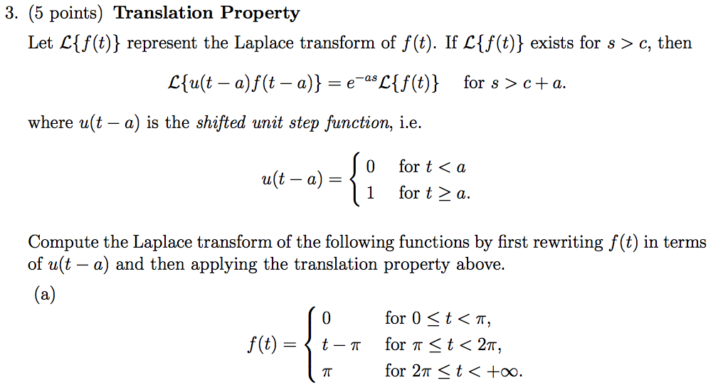 Solved 3. (5 points) Translation Property Let Ctf (t) | Chegg.com