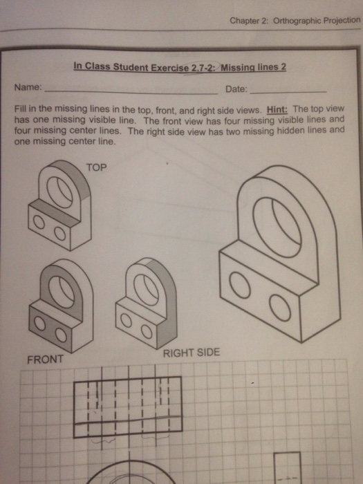 Solved Draw the top, front, and right side views including | Chegg.com