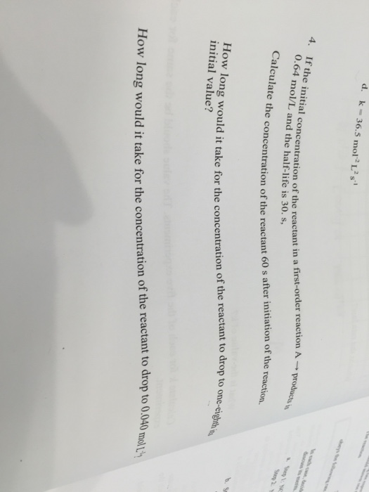 Solved If The Initial Concentration Of The Reactant In A