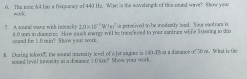 Solved The note A4 has a frequency of 440 ㎐ work. What is | Chegg.com