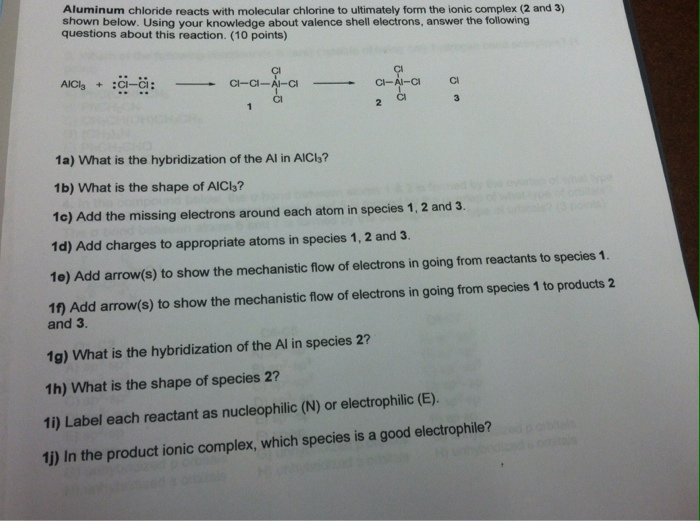 Solved Aluminum chloride reacts with molecular chloride to | Chegg.com