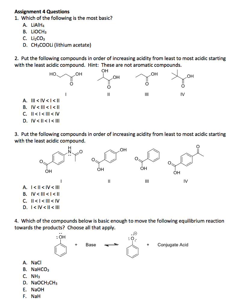 Solved 1. Which of the following is the most basic? | Chegg.com