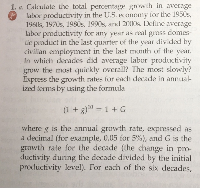 Solved 1. a. Calculate the total percentage growth in | Chegg.com