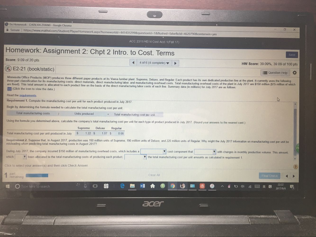 Solved Do Homework-CHEN XIA ZHANG - Google Chrome Secure | | Chegg.com