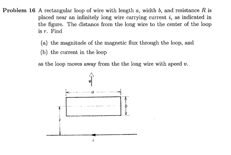 Solved Problem 16 A rectangular loop of wire with length a, | Chegg.com