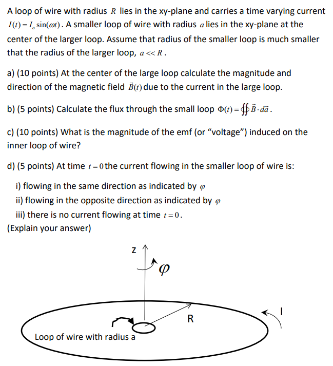 Solved A loop of wire with radius R lies in the xy-plane and | Chegg.com