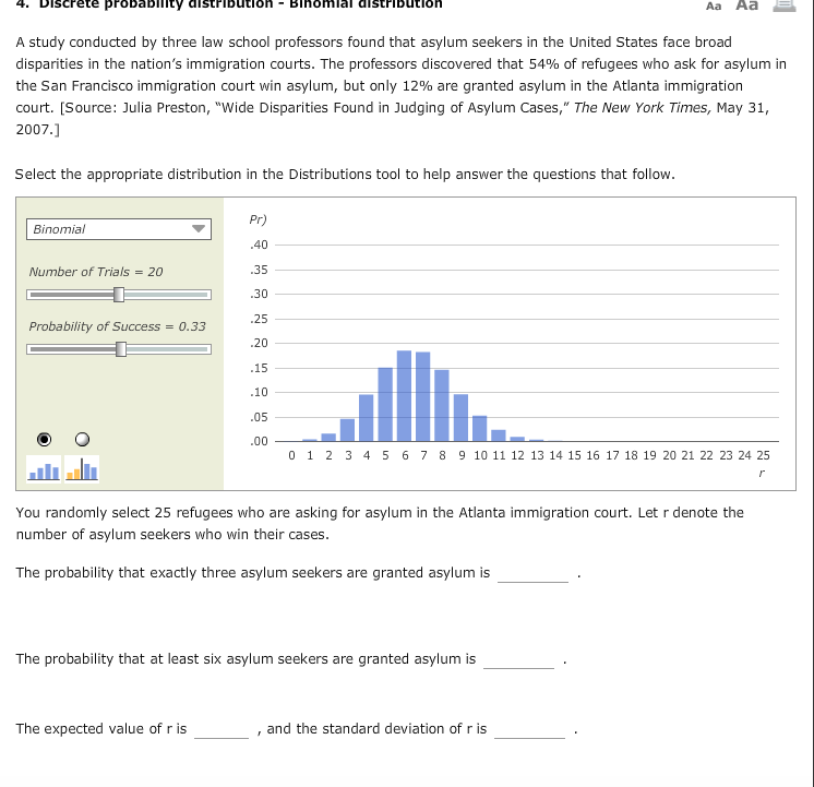 4. Discrete probability distribution Binomial | Chegg.com
